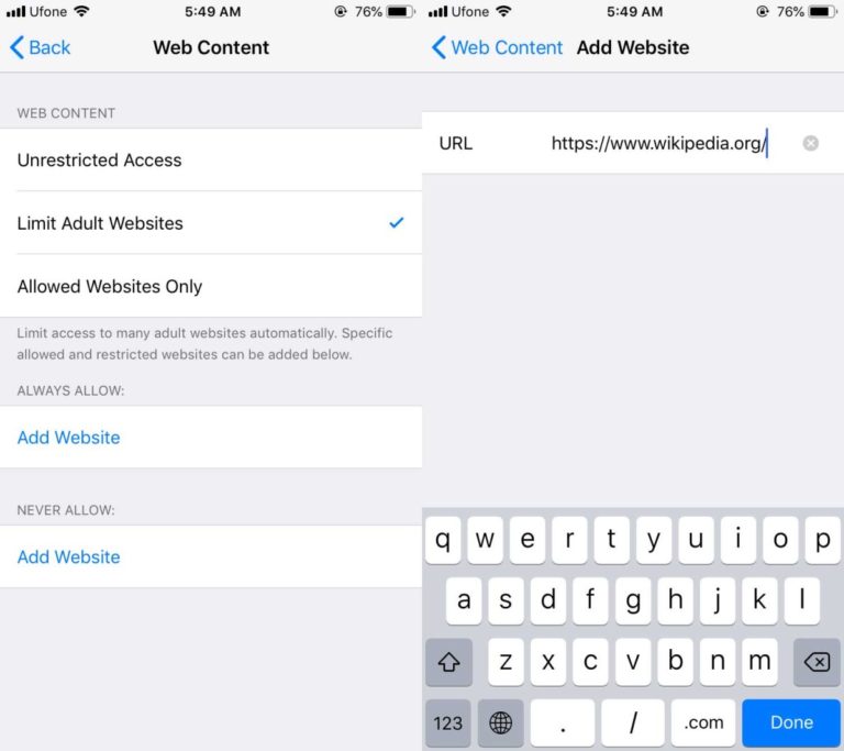 How to block websites on iOS