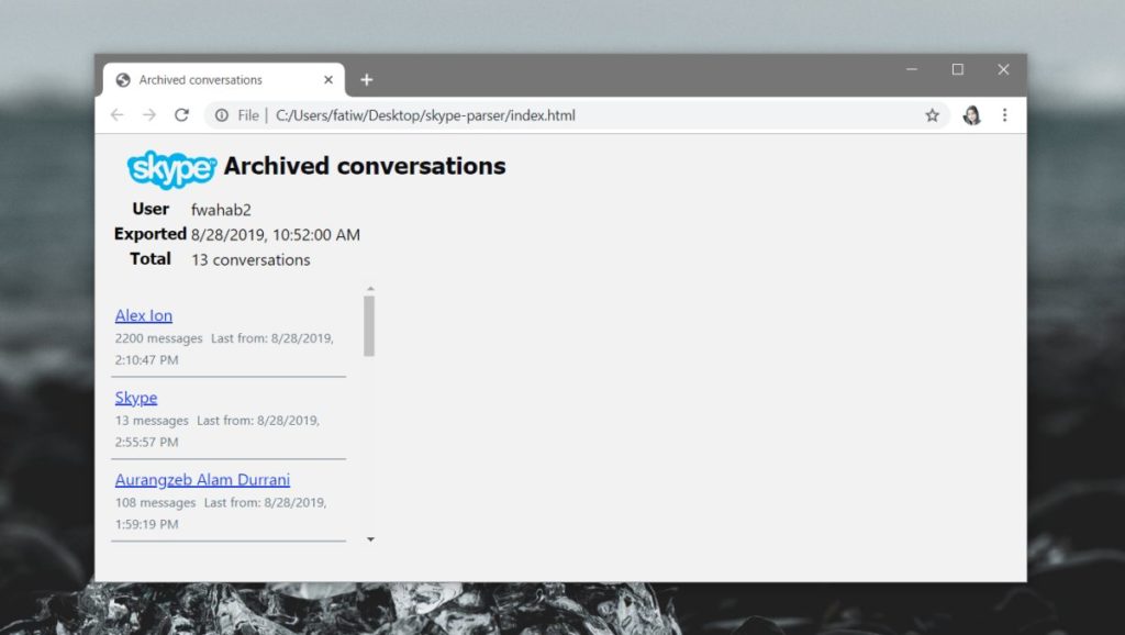 How to back up chat history for Skype UWP on Windows 10