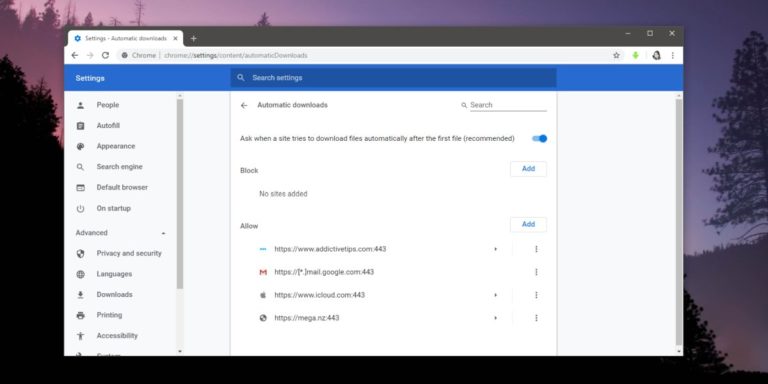 How to enable/disable multiple downloads in Chrome
