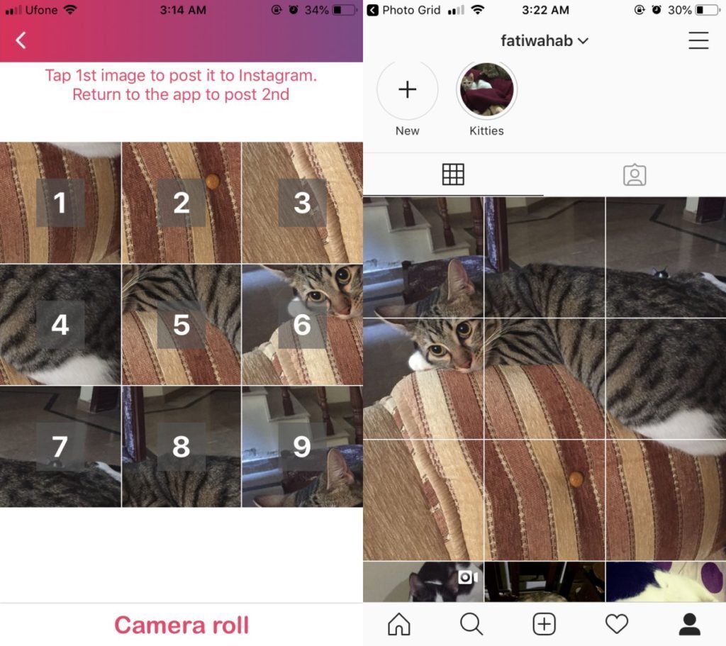 How to create an Instagram 3x3 grid post on iOS