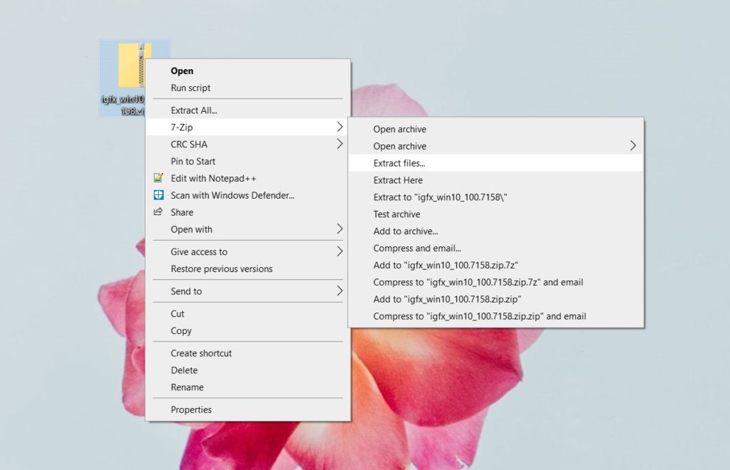 How to choose where to extract an archive on Windows 10