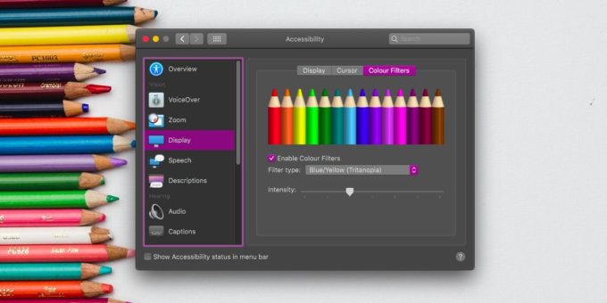 How to enable color blindness screen filters on macOS