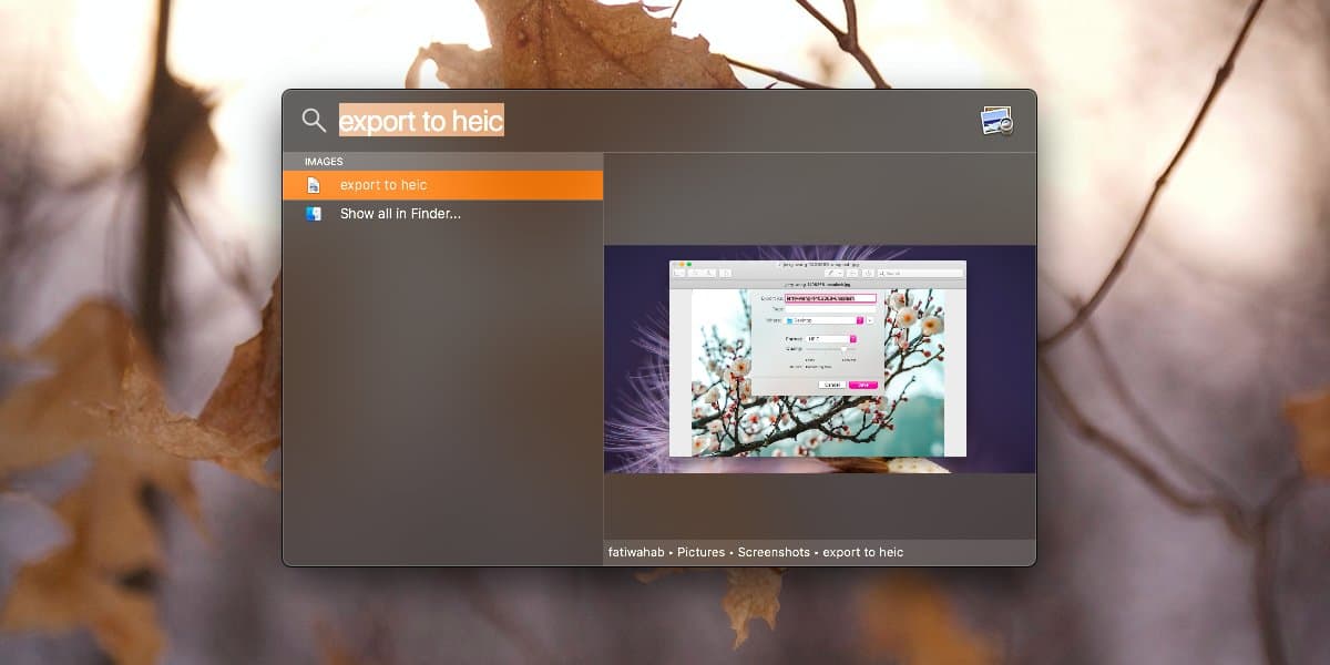 How to open an item in Finder from Spotlight on macOS