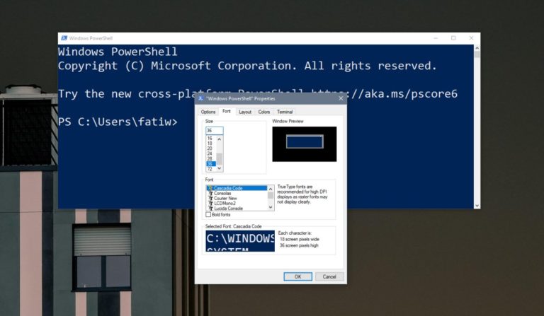 How to use the Cascadia Code font in Command Prompt on Windows 10