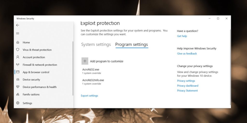 How to exclude an app from Exploit Protection on Windows 10