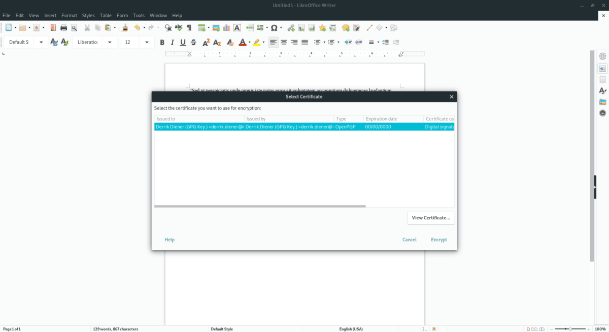 How to encrypt documents on Linux