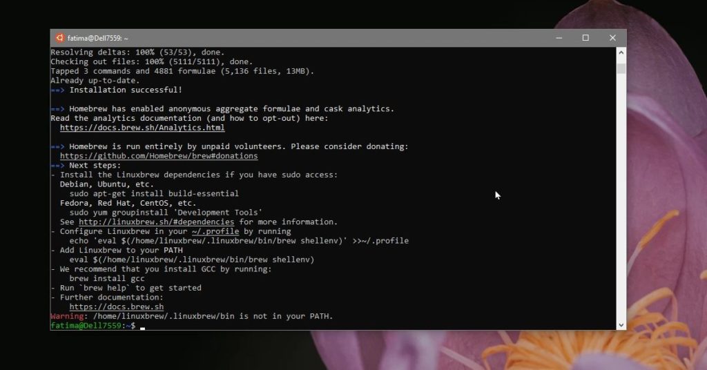 How to install Homebrew on Windows Subsystem for Linux on Windows 10