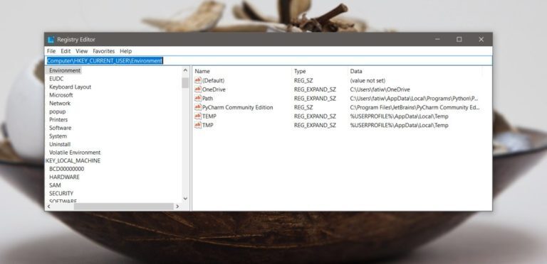 How to recover path environment variables on Windows 10