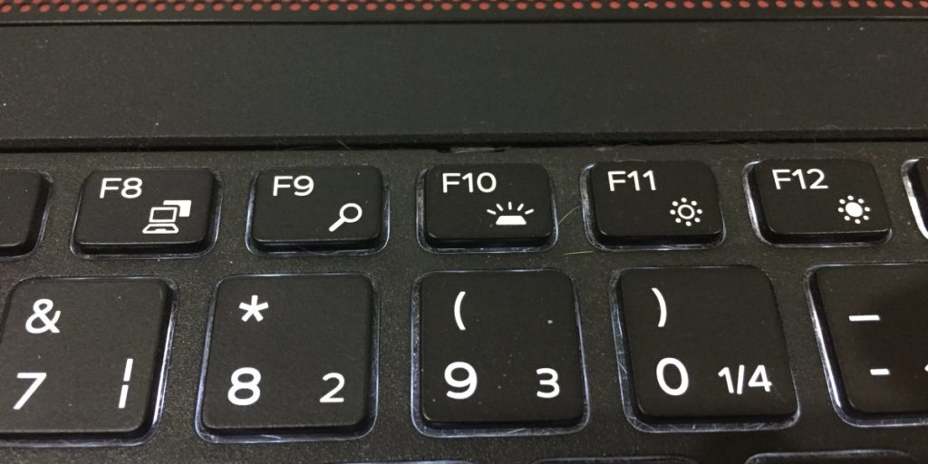 How to identify symbols on function keys on a Windows 10 laptop