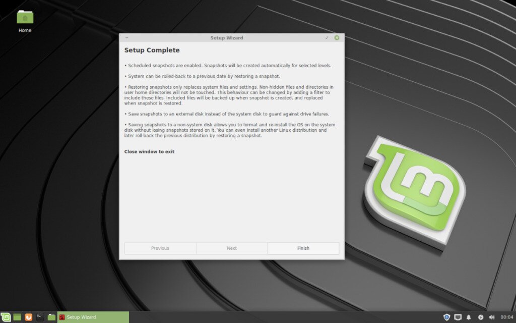 How to set up a backup snapshot on Linux Mint