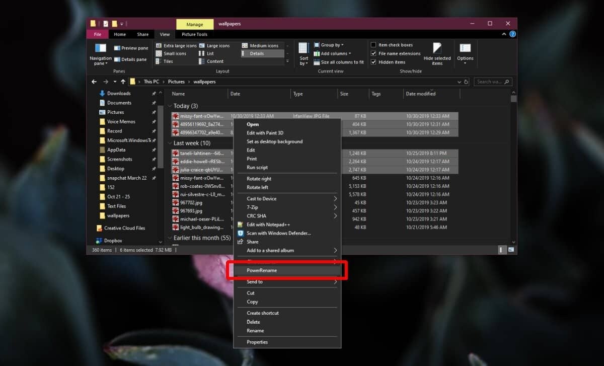How to use PowerRename on Windows 10 to rename files