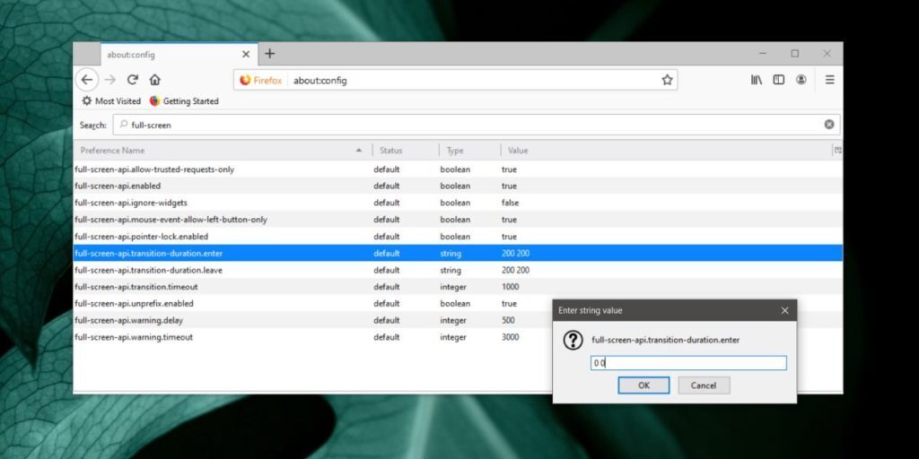 How to disable the full screen warning in Firefox