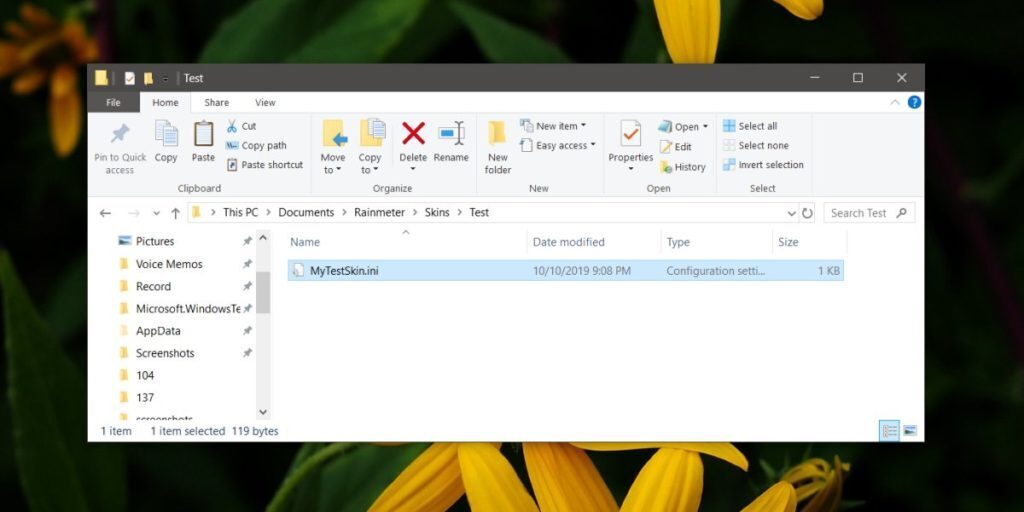 How to install a Rainmeter skin from an INI file on Windows 10