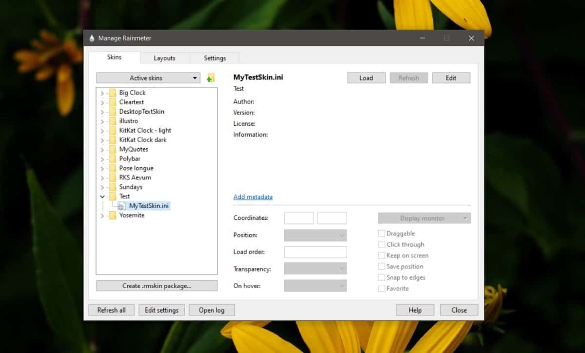 How to install a Rainmeter skin from an INI file on Windows 10