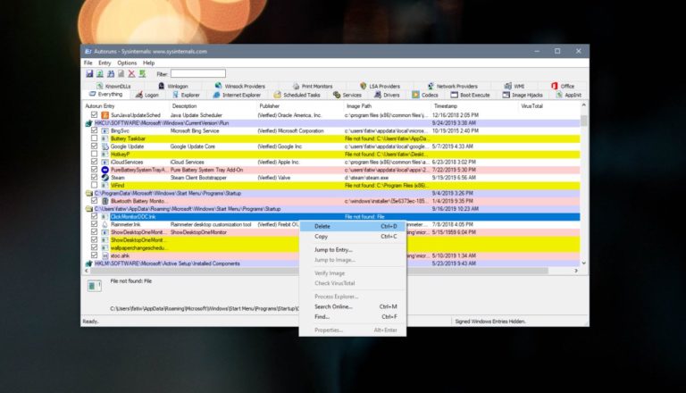How to remove dead items from Startup in Task Manager on Windows 10