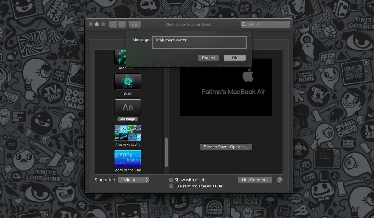 How to add a message on the lock screen on macOS