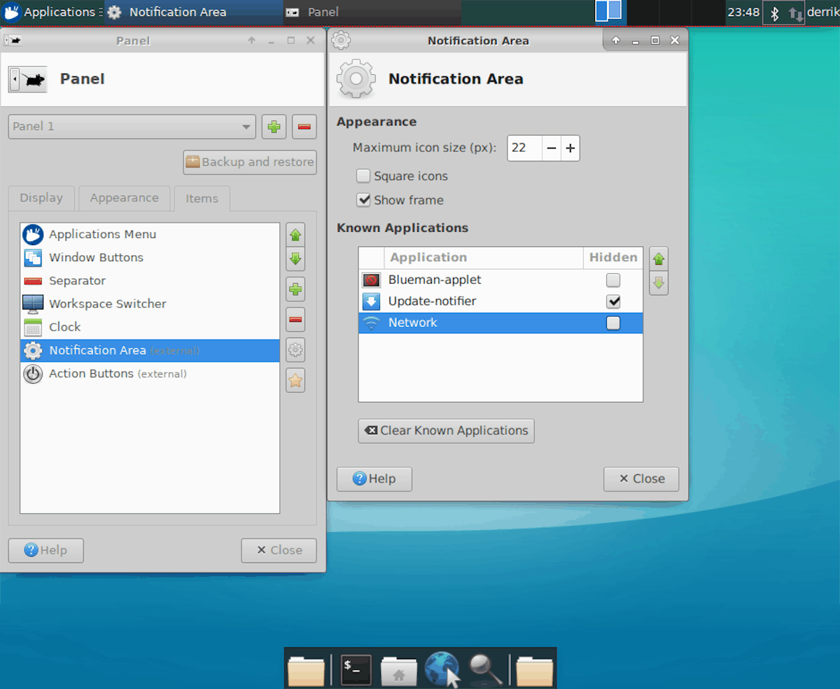 How to hide apps from the system tray in XFCE4