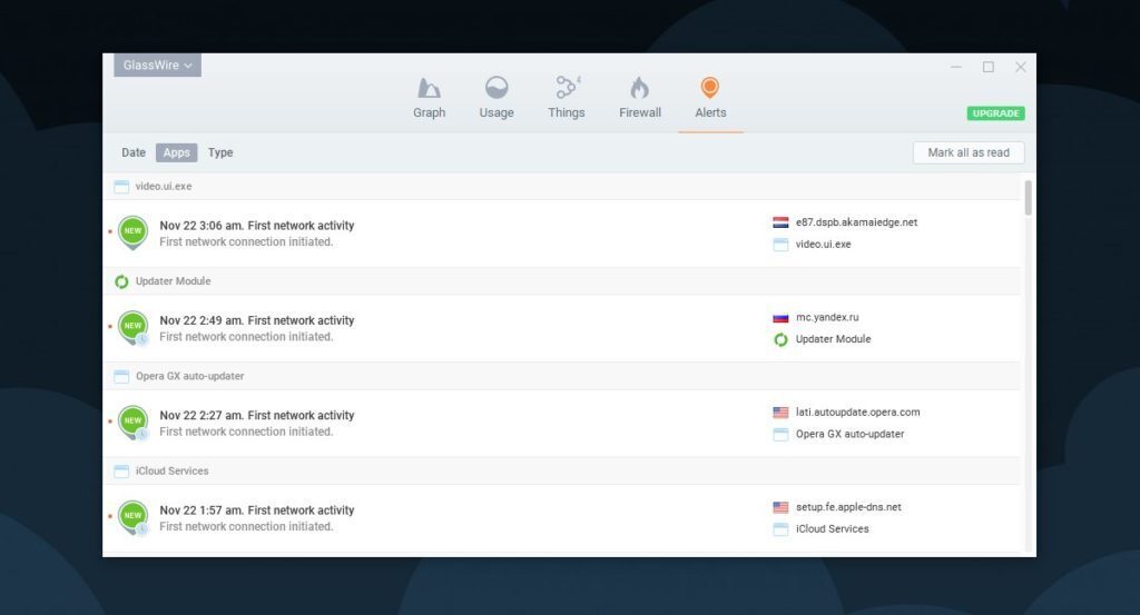 How to get new network activity alerts on Windows 10