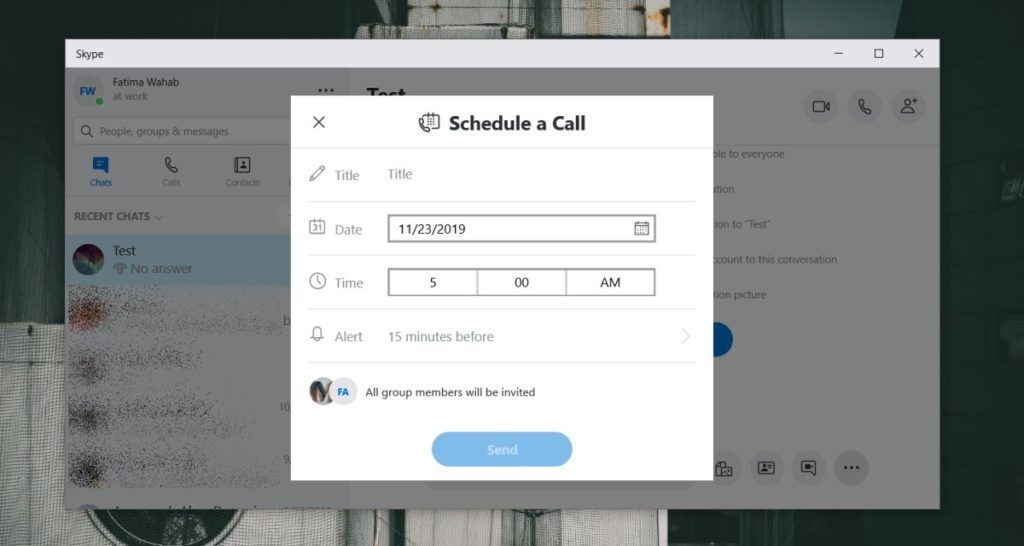 How to schedule a group call on Skype