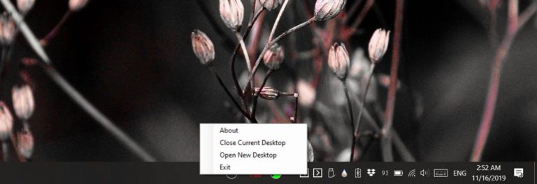 How to move to the next/previous desktop from the system tray on Windows 10