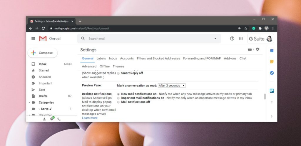 How to enable alerts for a sender in Gmail