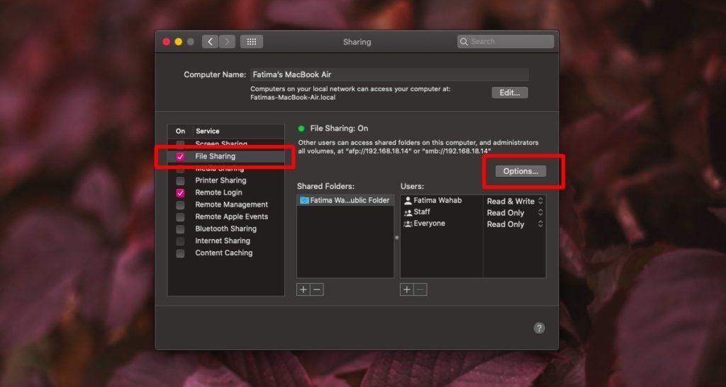 How to enable file sharing on macOS