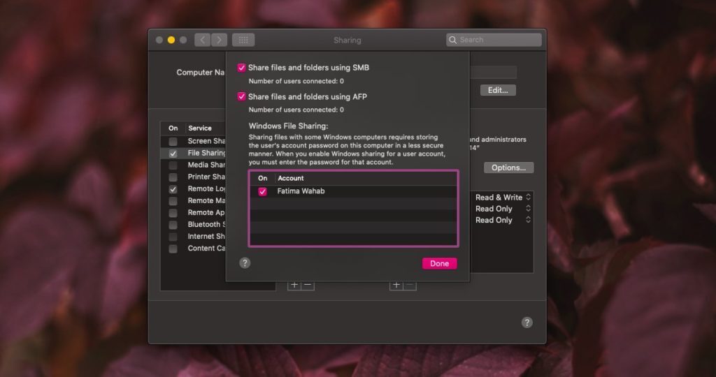How to enable file sharing on macOS