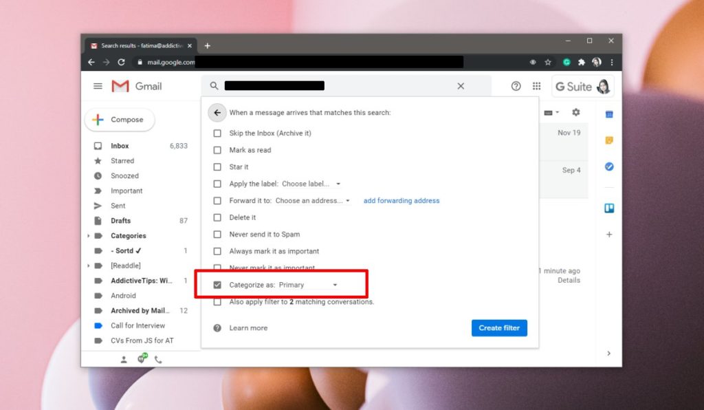 How to enable alerts for a sender in Gmail