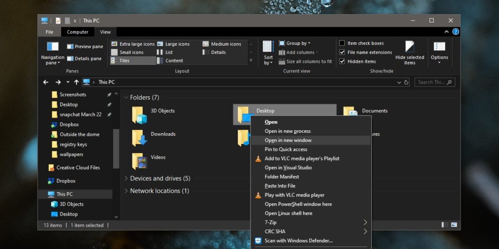 How to open folders in new File Explorer window on Windows 10