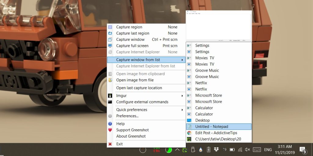 How to capture a screenshot with shadow on Windows 10