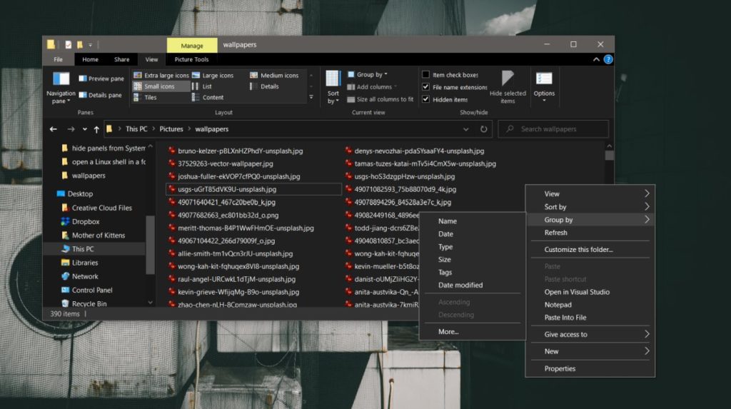 How to add grouping and sorting options in File Explorer on Windows 10