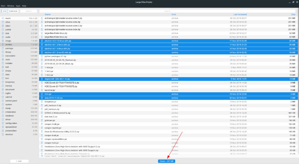How to quickly find and delete large files on Linux with Large Files Finder