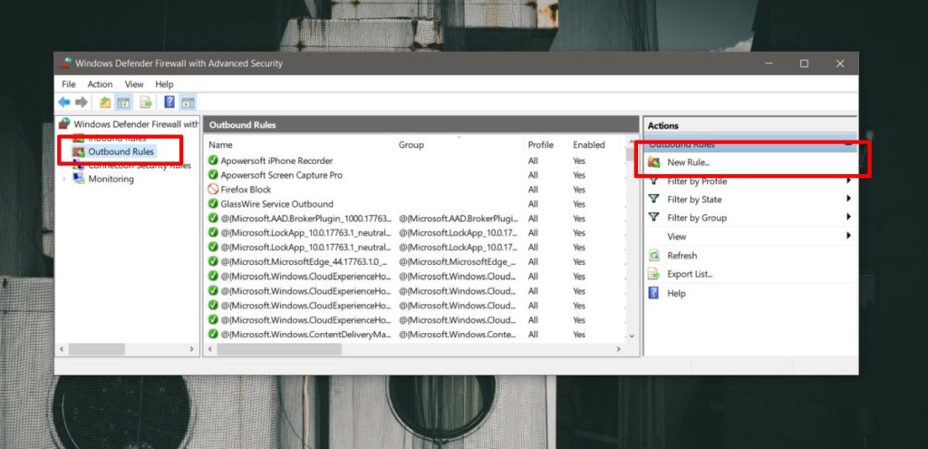 How to block network access for an app on Windows 10