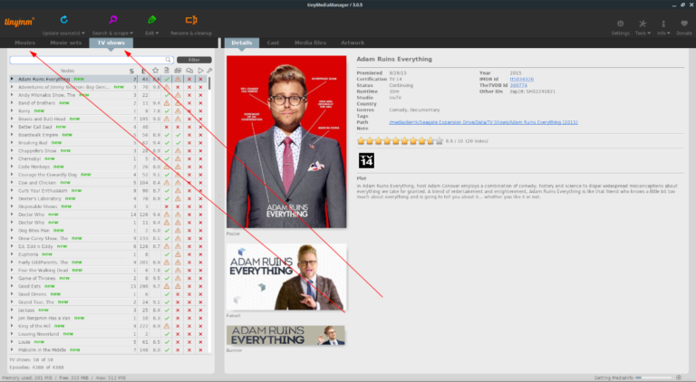 How to organize TV shows and movies on Linux with Tiny Media Manager