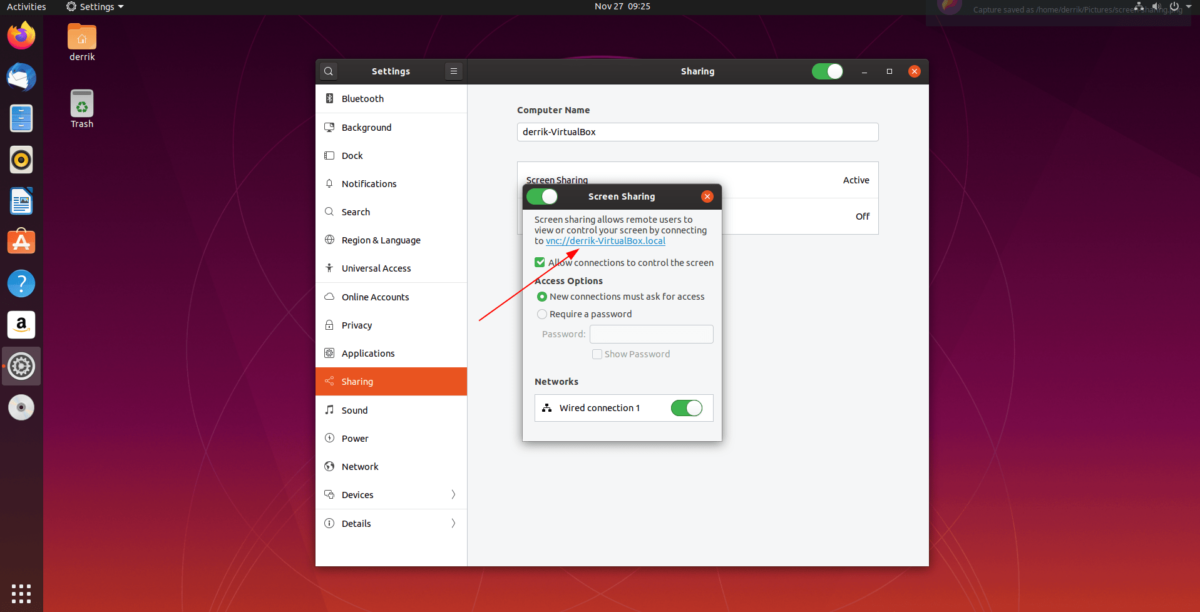 How to use the screen share feature in Ubuntu