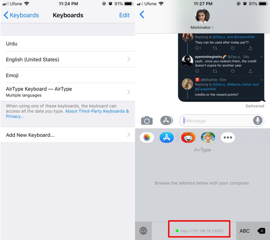 How to type on an iPhone from a Windows 10 PC