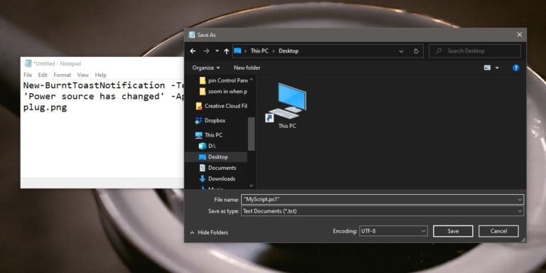 How to create scripts in Notepad on Windows 10