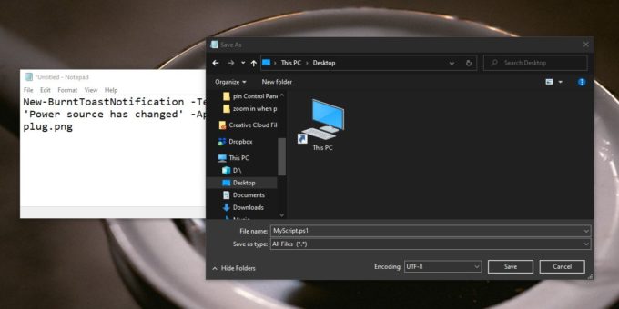 How to create scripts in Notepad on Windows 10