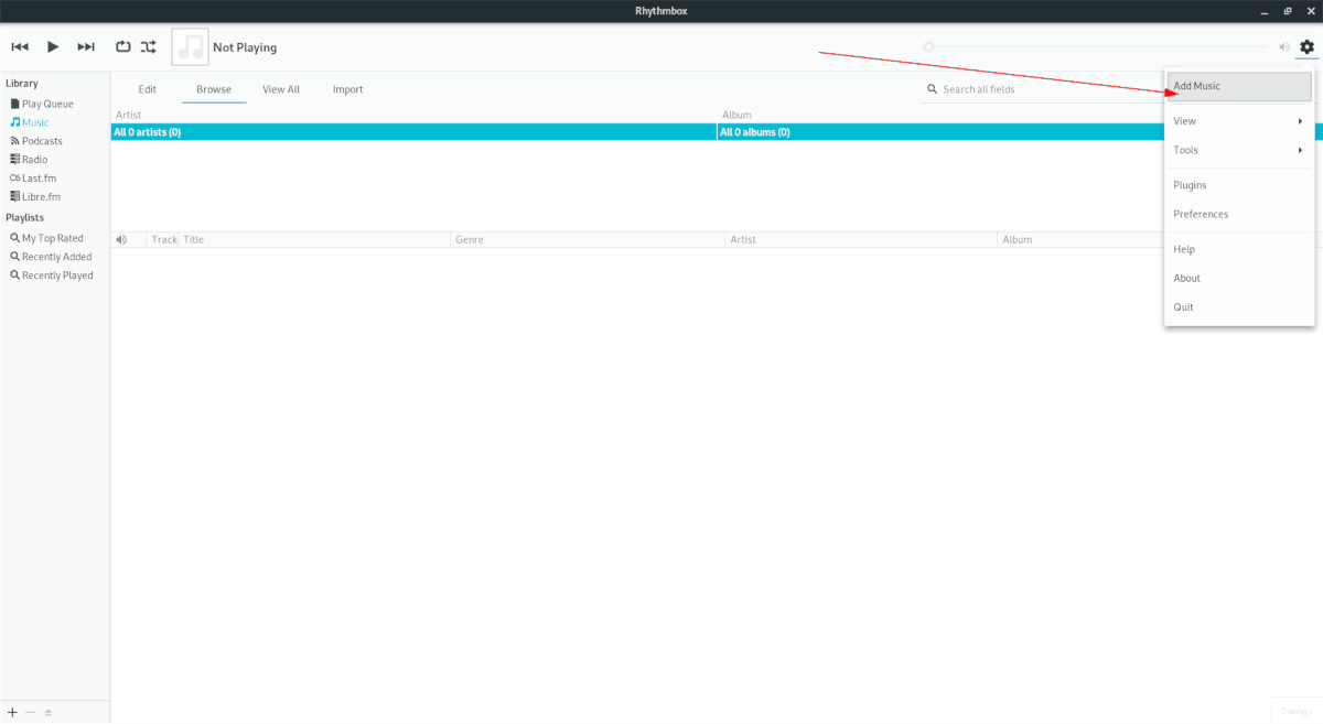 How to set up a music library in Rhythmbox on Linux