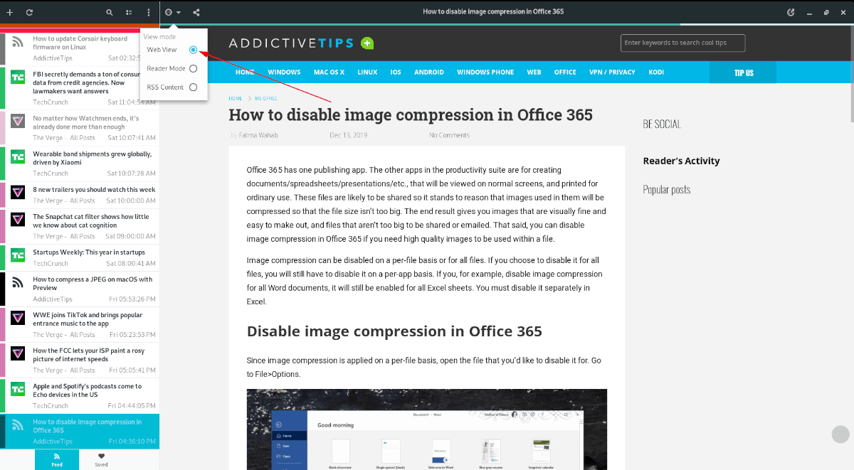 How to set up the Feeds RSS reader on the Linux desktop
