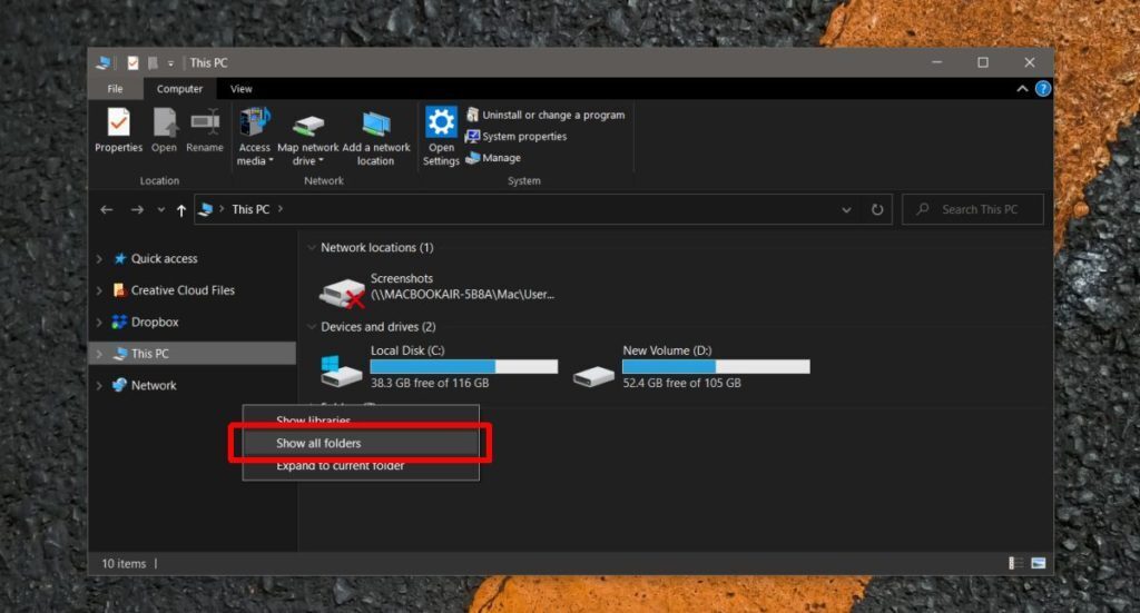 How to access the user folder on Windows 10
