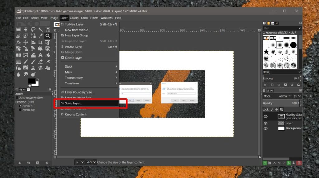 How to resize an image in GIMP on Windows 10