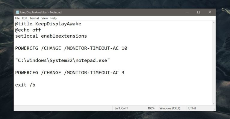 How to keep the display awake when an app is running on Windows 10