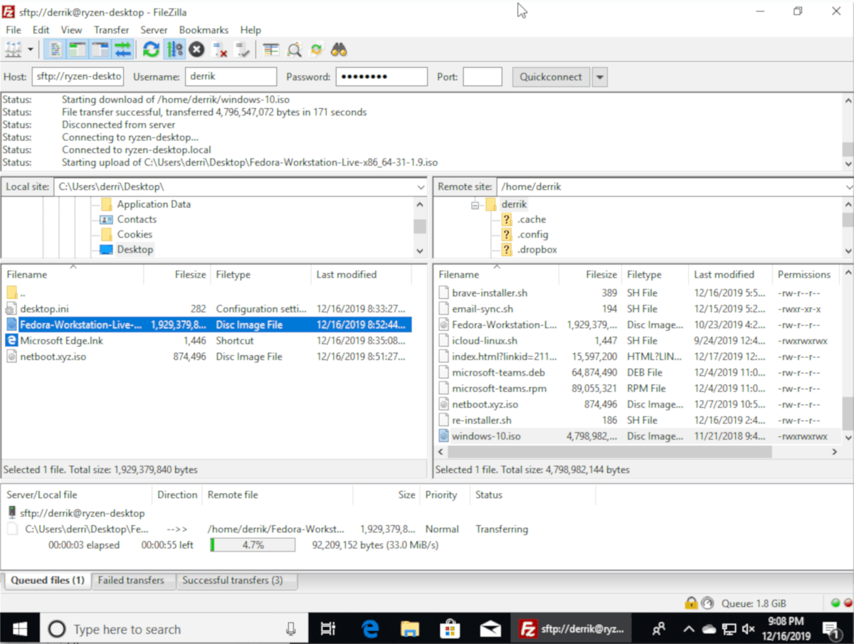 How to transfer large files between Linux and Windows
