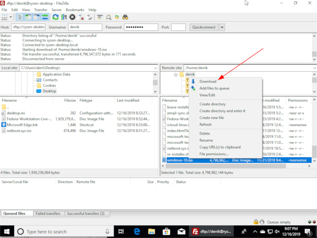 How to transfer large files between Linux and Windows