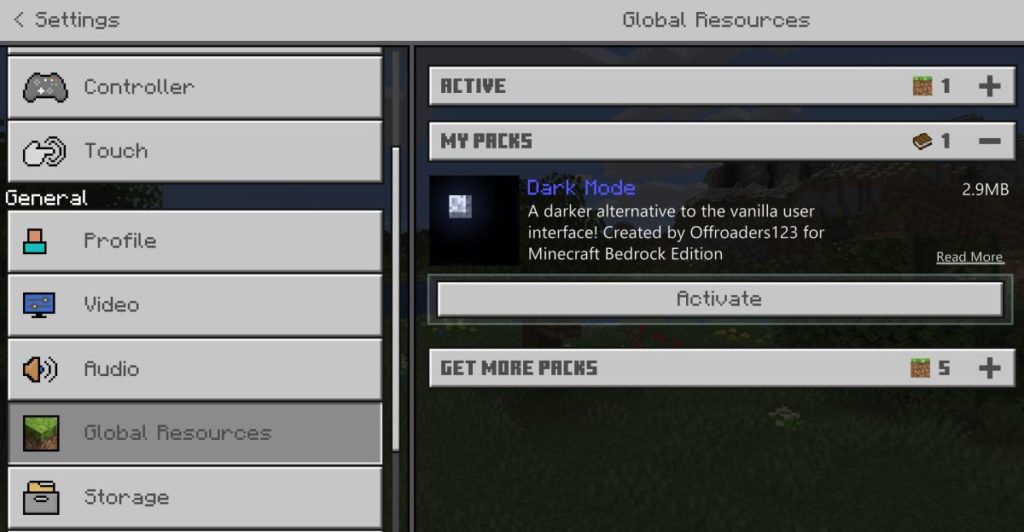 How to get a Dark Mode in Minecraft on Windows 10
