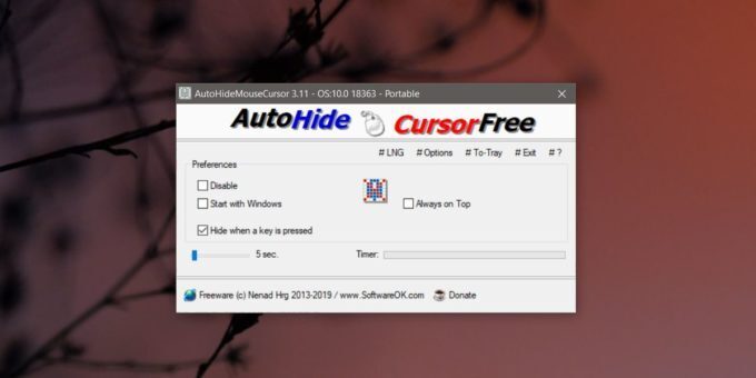 How to hide the mouse cursor in apps on Windows 10