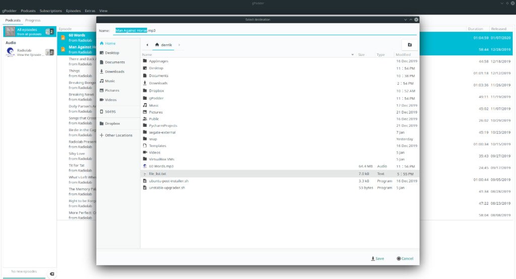 How to add podcasts to a mobile device with Linux