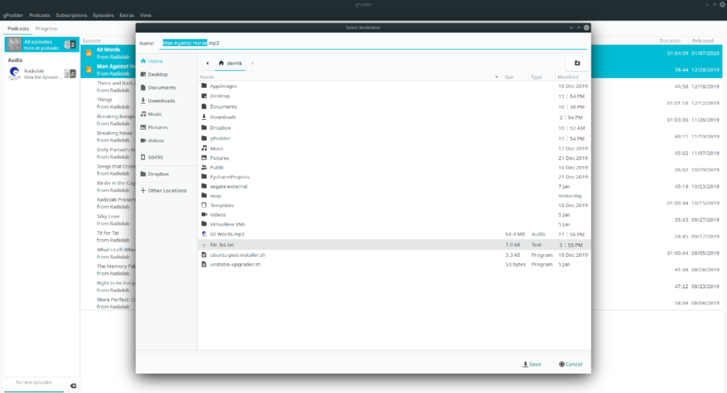 How to add podcasts to a mobile device with Linux