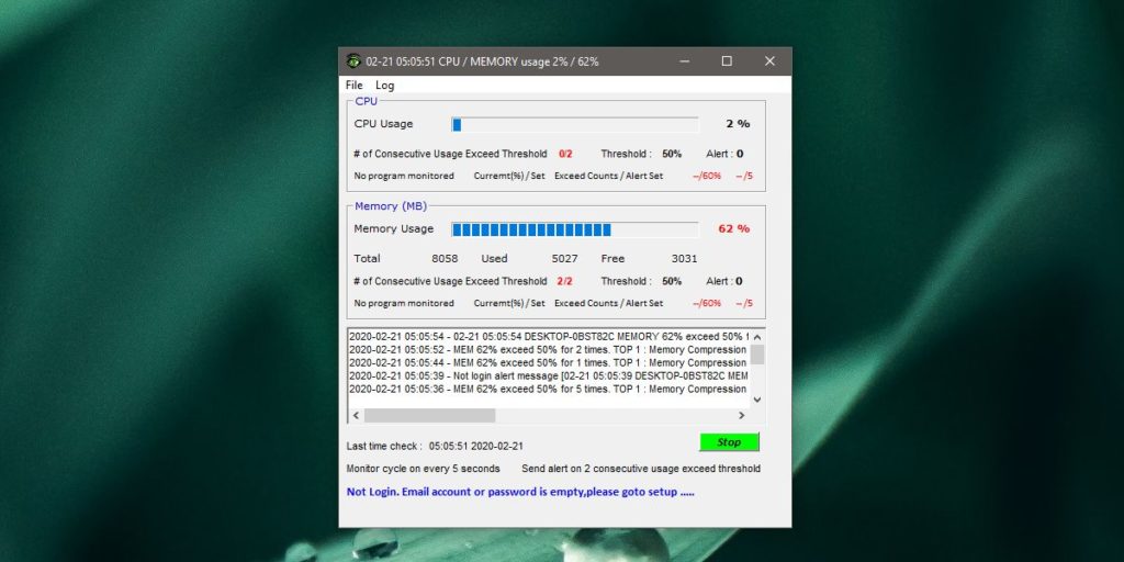 How to get high CPU and RAM alerts on Windows 10